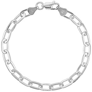 Sterling Silver Square Wire Cable Link Paper Clip Chain Necklace 5.5mm Nickel Free Italy 16 inch