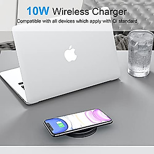 3 inch Desk Power Grommet with Wireless Charger,18W USB C Recessed Power Strip, Furniture Desk Power Outlet,2 Outlets and USB C Charging, Suitable for Side Table,6ft Cable(Black)