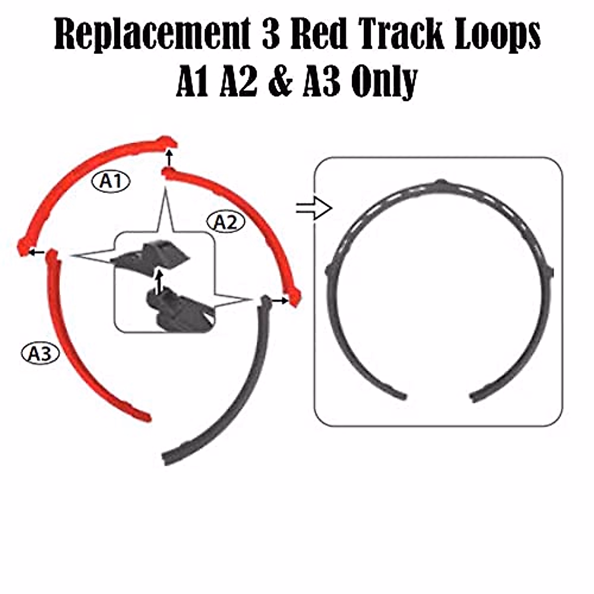 Replacement Parts for Hot Wheels Playset GLC96 - Track Builder Unlimited Triple Loop Kit ~ Replacement 3 Red Track Loops ~ A1 A2 & A3