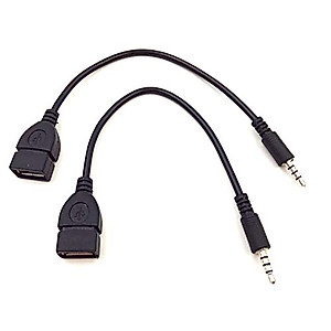 Qaoquda 2 Pack USB 2.0 A Female to 3.5mm Male Jack Plug Car AUX Audio Converter Adapter Cable
