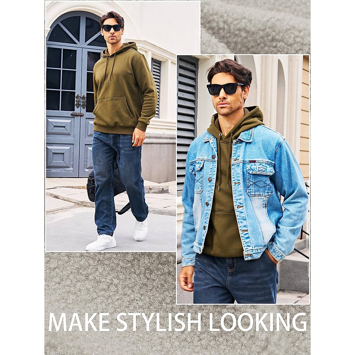 MAGCOMSEN Mens Hoodies Pullover Athletic Workout Hoodies Fall Warm Midweight Pullover Casual Sweatshirts Plain Hooded Sweatshirts Khaki XL