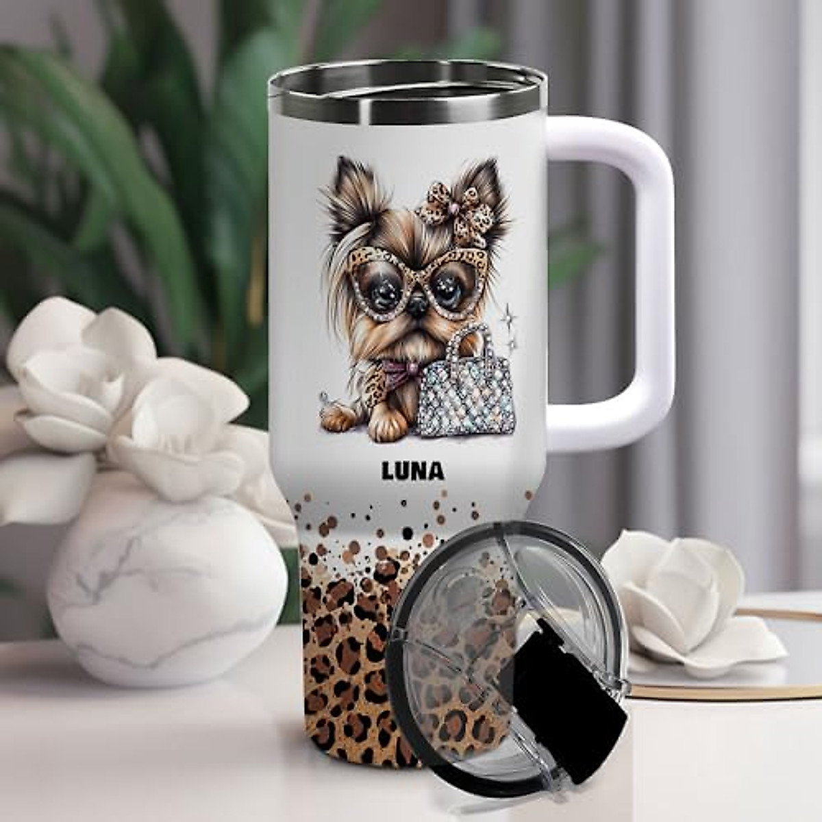 Personalized Dog Tumbler with Belgian Laekenois Dog’s Name – Custom Travel Coffee Cup 40oz, Travel Coffee Cup, Gift for Mother's day, Father's day, Christmas WmcR9u