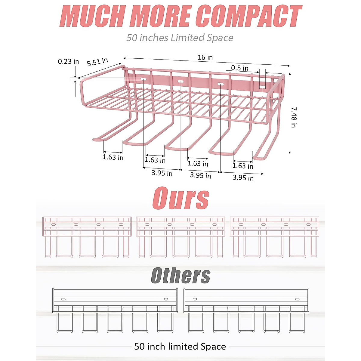 WellMall Pink Power Tool Organizer - Wall Mount Style for Power Tool Drill Storage as Heavy Duty Tool Shelf & Tool Rack with Compact Design