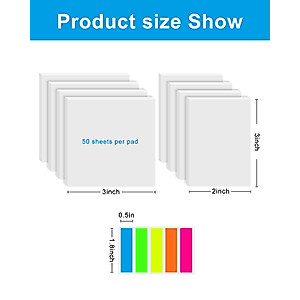 GEAoffice 450 Sheets Transparent Sticky Notes Set - 3x3 inch Clear Sticky Notes Tabs Colorful Self-Adhesive for Book Annotation, See Through Sticky Notes for Tracing, School & Office (9 Pack)