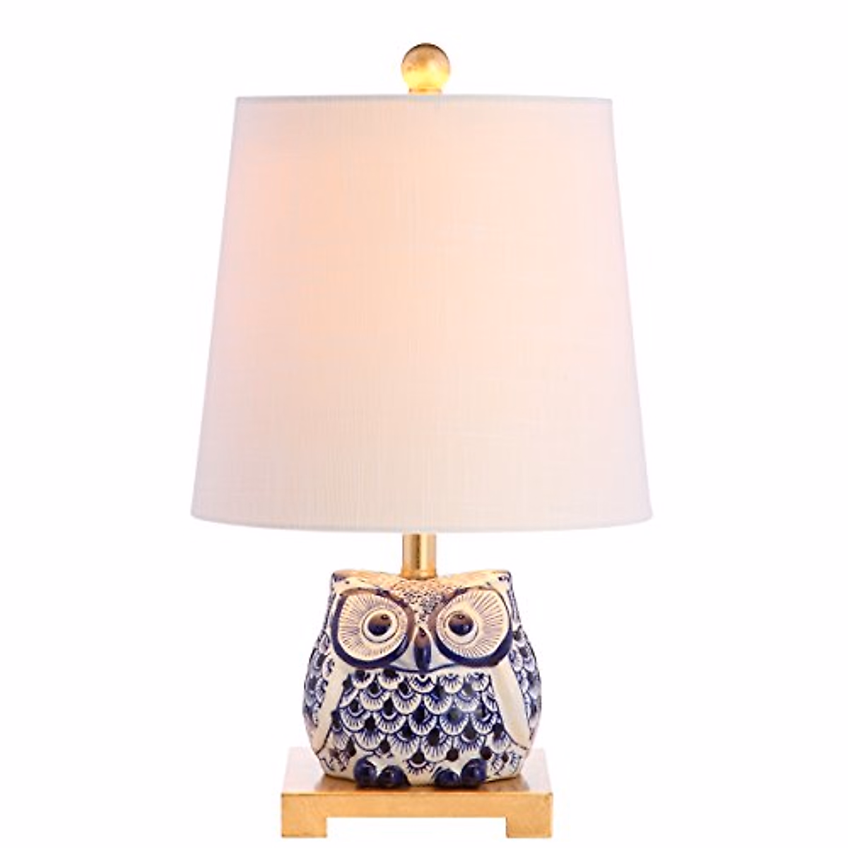 JONATHAN Y JYL3014A Justina 16" Ceramic Mini LED Table Lamp Cottage,Transitional for Bedroom, Living Room, Office, College Dorm, Coffee Table, Bookcase, Blue/White