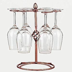 Wine Glass Rack, Countertop Wine Glass Holder, Elegant Freestanding Tabletop Stemware Storage Rack/Wine Glass Stand Racks Holder with 6 Hooks Kitchen Glasses Accessories for Home Bar Storage, Bronze