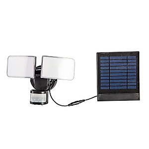 Sylvania Solar Security Wall Mount Light with PIR Sensor, Dual Head LED with Battery, 1000 lm, 5000K, Daylight, White Finish - 1 Pack (62410)