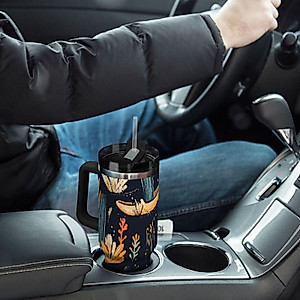 Selerdon 40 oz Tumbler Cowboy Hat with Handle and Straw Lid Vacuum Stainless Steel Insulated Water Bottle Travel Mug Car Cup Holder Friendly BPA Free for Gym Travel Office