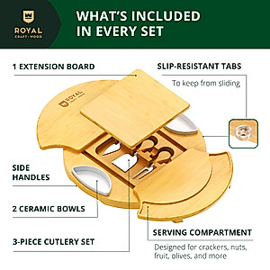 ROYAL CRAFT WOOD Large Round Cheese Board and Knife Set