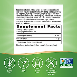 Nature's Way Uva Ursi Leaves, Traditional Urinary Support*, 1,110 mg per 3-Capsule Serving, Non-GMO Project Verified, Herbal Dietary Supplement, Gluten Free, 100 Vegan Capsules (Packaging May Vary)