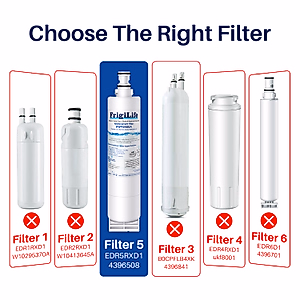 FrigiLife 4396508 Replacement for Whirlpool 4396510, EDR5RXD1, NLC240V, PNL240V, 4396508p, 4396547, 4392857, 9010, LC400V, WF-NLC240V, 46-9010, Everydrop Filter 5 Refrigerator Water Filter, 4PACK