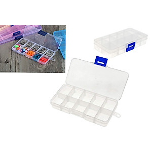 Saim 5Pcs 10-Grid 5 Inch x 2.5 Inch Adjustable Small Removable Clear Plastic Jewelry Organizer Divider Storage Box