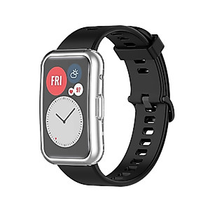 TenCloud Cases Compatible with Huawei Watch Fit Smartwatch Men Women Watch Case Soft TPU Shockproof Bumper Cover Screen Protector Case for Watch Fit Accessories (Black+Clear)