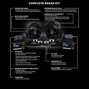 R1 Concepts Front Rear Brakes and Rotors Kit |Front Rear Brake pads| Brake Rotors and Pads| Euro Ceramic Brake Pads and Rotors| Hardware Kit WHTH2-31027
