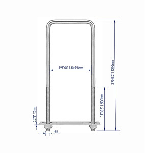 FOCMKEAS 304 Stainless Steel Square U-Bolts 2"(50mm) Inner Width, 4"(100mm) Length Stainless M8 with Nuts, Frame Plate, Accessories for Automobiles Trailer, Boat Trailer Industrial Parts