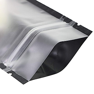 QQ Studio Pack of 100 Translucent Front Matte Black Poly Plastic Zip Top Bags (2.8oz (5" x 7"), Flat Pouch)