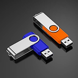 64GB Flash Drive, JEVDES 3 Pack Swivel Data Storage USB Flash Drive USB 2.0 Flash Drive Thumb Drives with LED Indicator, Jump Drive Zip Drive Memory Sticks (3 Mixed Color with Lanyards)