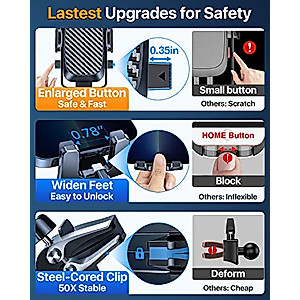 HTU Cell Phone Holder for Car [Upgraded Super Suction & Stable] Handsfree Car Phone Holder Mount Dashboard Windshield Air Vent Car Mount for iPhone 14 13 12 Pro Max Samsung Smartphones & Car Truck