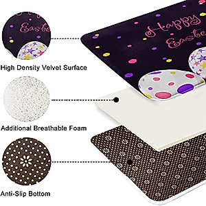 Tayney Easter Eggs Shower Curtain Sets with Toilet Lid Cover and Non-Slip Rugs, Geometric Stars on Background 4 Pcs Shower Curtains for Bathroom, Cute Cartoon Easter Bathroom Decor