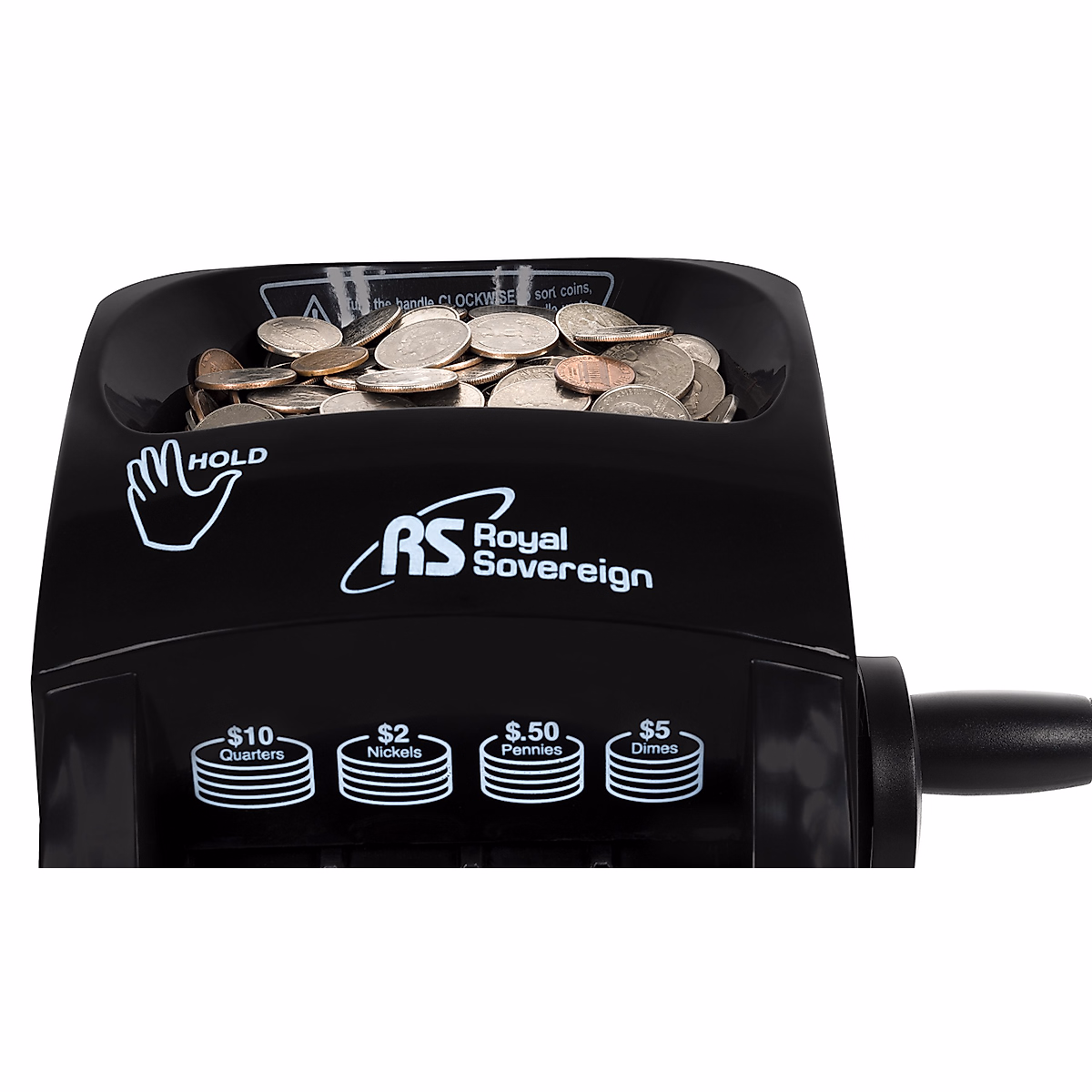 Royal Sovereign 1 Row ECO-Friendly Manual Hand Crank Coin Counter/Sorter (QS-2N), Single,Black
