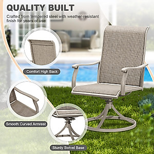 VICLLAX Patio Swivel Dining Chairs Outdoor Chairs with Armrest, Textilene Fabric Outdoor Patio Chair Set of 2, Sandshell Frame
