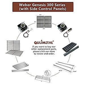 QuliMetal 67722 Grill Burner with 7540 24.5 Inch Flavor Bars for Weber Genesis 300 (Side Burner), Genesis E310 E320 EP310 EP320 S310 S320 (2007)