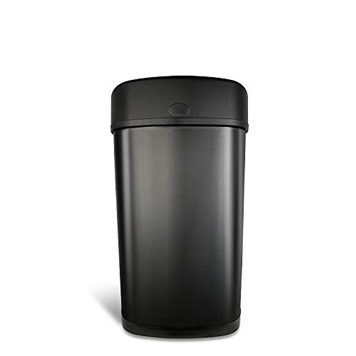 NINESTARS DZT-50-9BK Automatic Touchless Infrared Motion Sensor Trash Can, 13 Gal 50L, Black Steel Base (Oval, Black Lid)