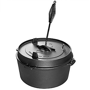 EDGING CASTING Pre-Seasoned Cast Iron Camping Dutch Ovens, Outdoor Camping Dutch Oven Pot with Lid Tripod, 6 Quart