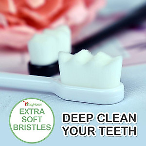 EasyHonor Extra Soft Toothbrush for Sensitive Gums, Micro Fur Manual Toothbrush with 20000 Soft Floss Bristle for Pregnant Women, Elderly, Braces and Gum Recessions, Protect Fragile Gums (6pcs)