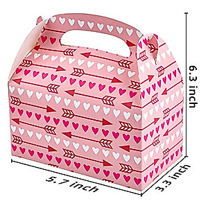 JOYIN 24 Pcs Valentine’s Day Gift Treat Boxes, 6.3 x 5.7 x 3.3 Inch, Cookie Boxes with Colorful Heart shaped Themed Design for Kids Party Favor, Classroom Exchange Prizes, Valentines Candy Boxes