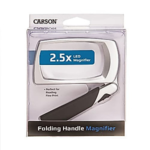 Carson LED Lighted 2.5X Power Rectangular Magnifier with Folding Collapsible Handle (MJ-30)