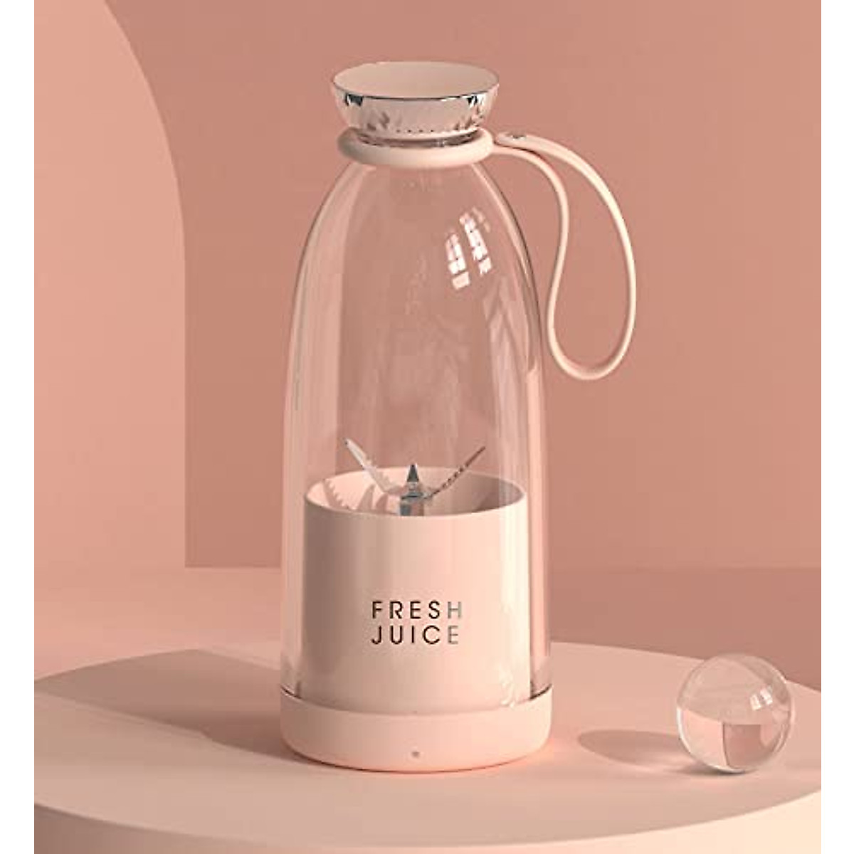 Fresh Juice Bottle Blender Plus,Personal Blender for Smoothies, Juices and Protein Shakes On the go,Smoothie Mini Blender for Home, Travel, Office, Gym,500ml, USB Rechargeable, Quiet, BPA Free (Pink)