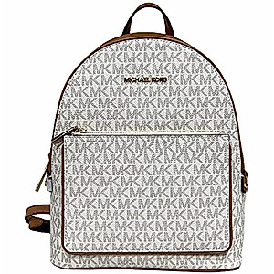 Michael Kors Kenly Medium Adina Backpack Pebbled Leather Vanilla MK Signature