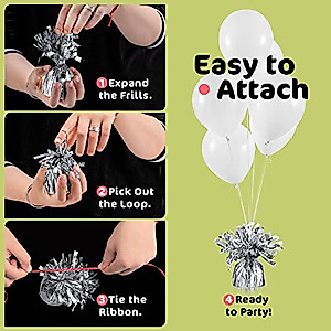 Srenta Silver Balloon Weights, Heavy Balloon Weight Pack of 12 Metallic Foil Weights for Balloons, Birthday Party & Wedding Table Centerpiece Ballon Weight 4.8’’ DIY Ballon Weights for Helium Balloons