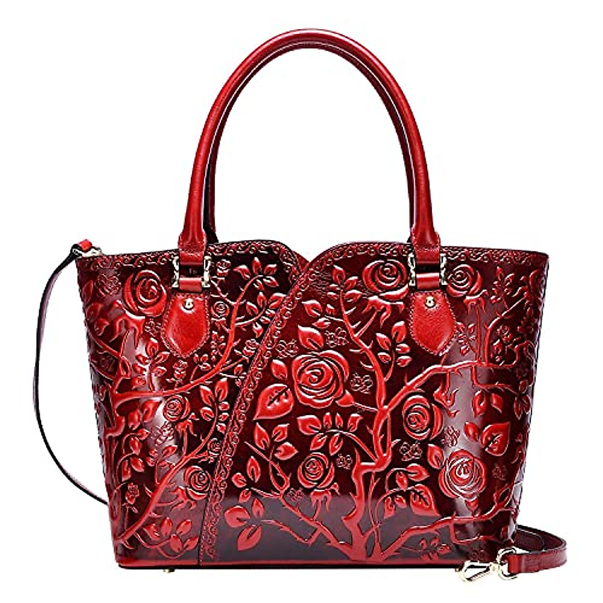 PIJUSHI Designer Handbags For Women Floral Purses Top Handle Handbags Satchel Bags Genuine Leather Wallets for Women Floral Wallet Wristlet Ladies Clutch Purses with Tassel