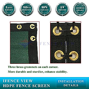 Ifenceview 8'x3' to 8'x50' Green Shade Cloth Fence Privacy Screen Fence Cover Mesh Net for Construction Site Yard Driveway Garden Pergolas Gazebos Canopy Awning UV Protection (8' x 3')