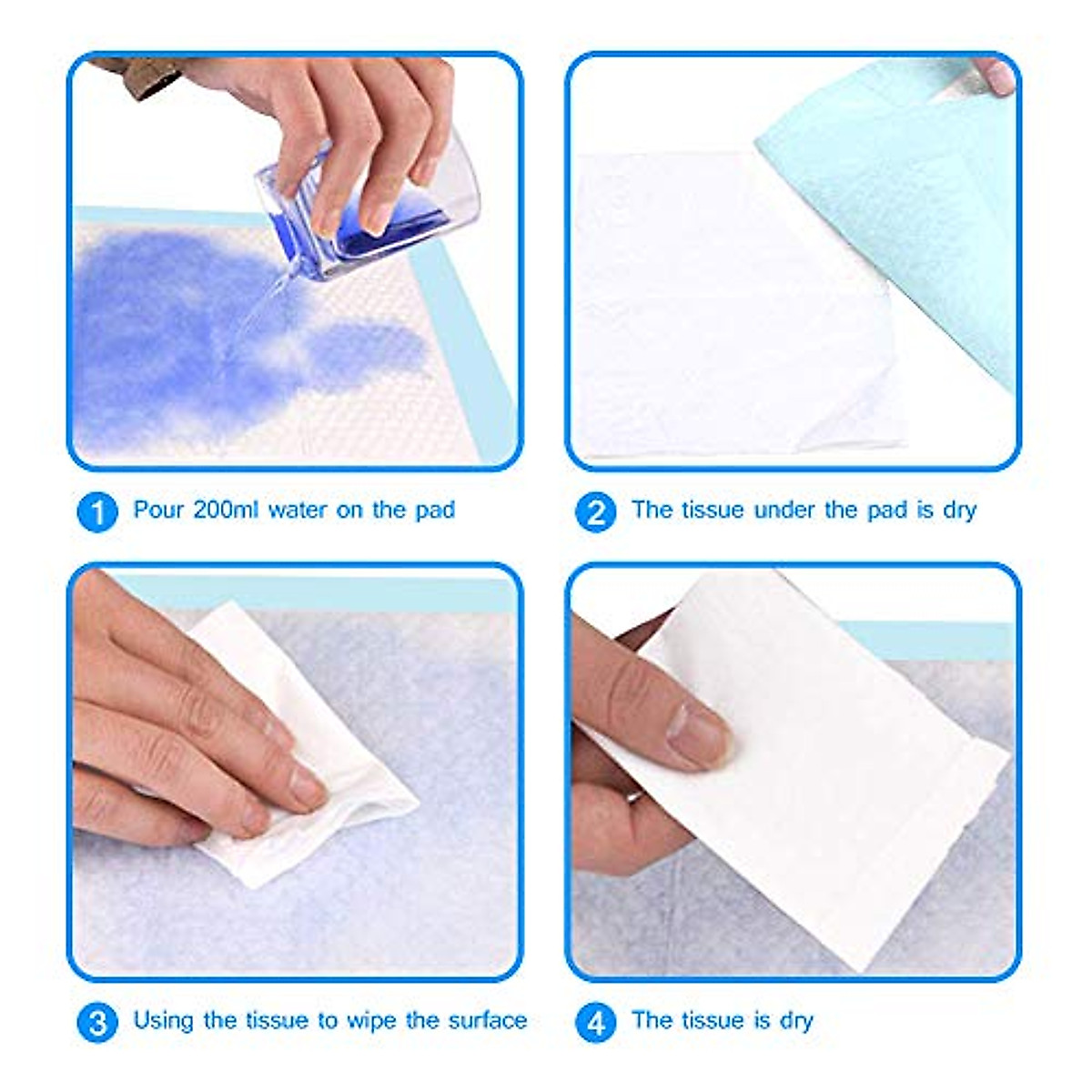 OBloved Disposable Underpads for Baby, 50 Pack(18×24 inch), Leak-Proof Breathable Incontinence Diaper Changing Pad, Heavy Absorbency, and Soft Cover for Bed (Blue)