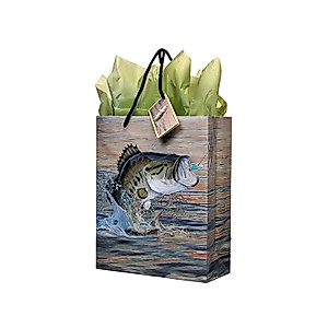 Havercamp Fishing Gift Bag, Medium, 10 x 12 x 4.25 Inches, Gone Fishin' Party Collection