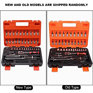GOTOTOP 46 Piece Socket Wrench Set 1/4 Drive Metric Extension Bar with Box, CR V Steel