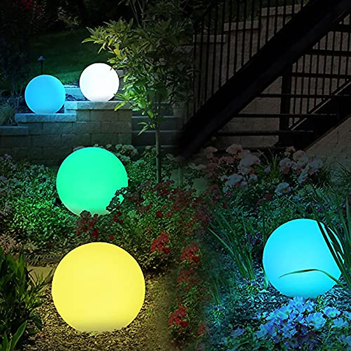 dpcm Outdoor Solar Powered Glowing Ball Light,IP67 Waterproof LED Colour Changing with Remote Control,Solar Globe Light with Stake for Garden, Patio, Home Decor (20cm)