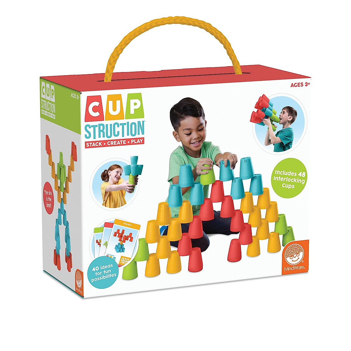 MindWare CupStruction – Interlocking Building & Stacking Toy for Kids Ages 3 & Up – Boosts Fine Motor Skills and Hand-Eye Coordination