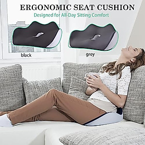 PABTID Office Chair Seat Cushion - 3D Full Wrap Memory Foam Chairs Cushions - Non-Slip Sciatica, Back, Coccyx, Tailbone Pain Relief Chair Pad - Butt Pillow for Long Sitting Office Gaming Car