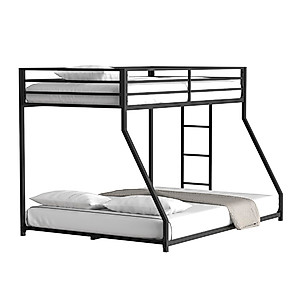 FRANSOUL Heavy Duty Bunk Bed for Adults,Full XL Over Queen Bunk Bedframe with Ladder and Full Length Guardrail for Adults,Teens,Kids,No Box Spring Needed
