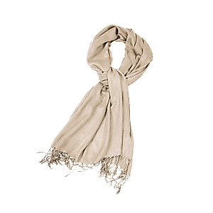 Sakkas Large Soft Silky Pashmina Shawl Wrap Scarf in Solid Colors - Clay