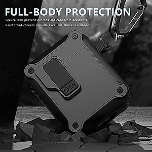 Airpods Case Cover with Cleaner kit,Automatic Snap Switch Design with Secure Lock Clip Protection for Apple Airpods 2nd/1st Generation Charging Case（Black）
