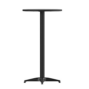 Flash Furniture Mellie 23.25" Round Aluminum Indoor-Outdoor Bar Height Table with Flip-Up Table, Black
