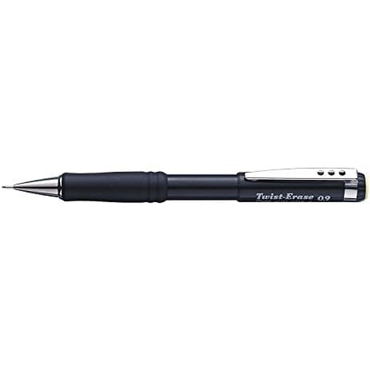 Pentel Mechanical Pencil 0.9 mm Twist Erase III - Twist Up Eraser - Pre-Loaded Super Hi-Polymer HB Lead - Black Barrel - 3-Pack - Thick Point