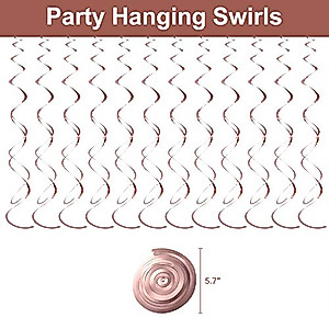 Rose Gold Birthday Party Decorations Set - Rose Gold Glittery Happy Birthday banner, Foil Swirls,Tissue Paper Pom Poms, Circle Dots Garland for Birthday Party Decorations,Girls Birthday