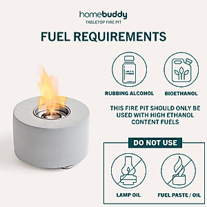 HomeBuddy Table Top Fire Pit Bowl - Tabletop Fire Pit, Long Burning Mini Fire Pit, Indoor Fireplace for Patio - Tabletop Fireplace - Fire Bowl with 50pcs. Marshmallow Sticks and Extinguisher Gray