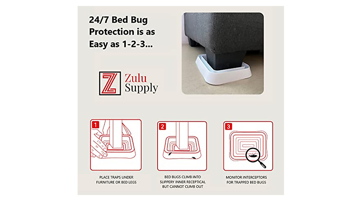 Zulu Supply XL Bed Bug Interceptors - Safe & Effective